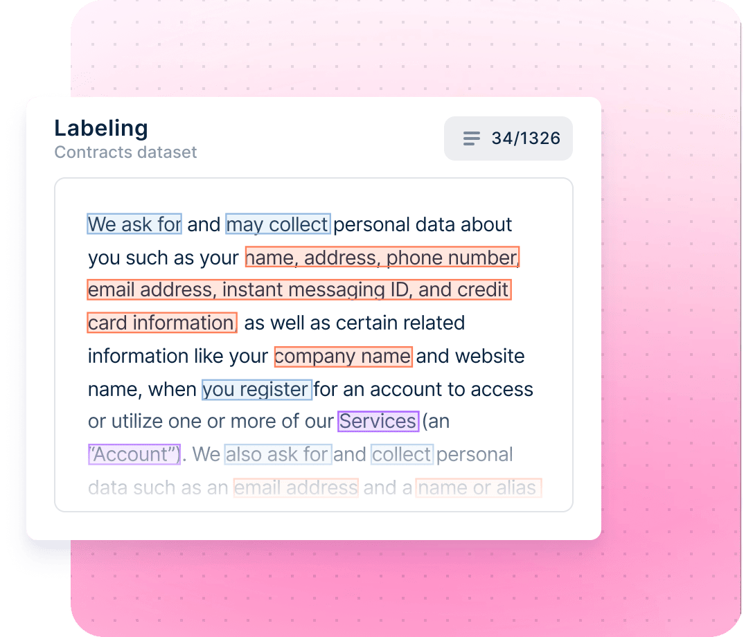 Text labelling | Features